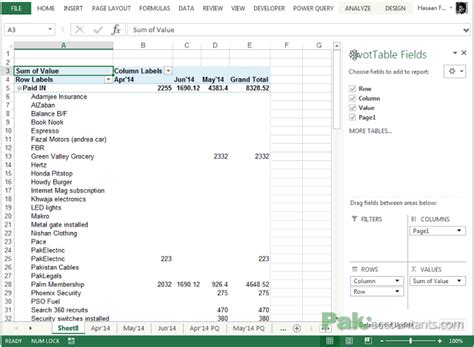 making cash flow summary in excel using pivot tables with data on multiple worksheets