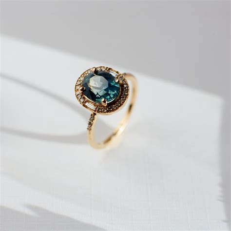 Athena Ring 304 Carat Teal Blue Opalescent Oval Sapphire Porter