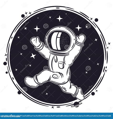Astronaut Runs Away From The Alien Evil Monster Vector Illustration