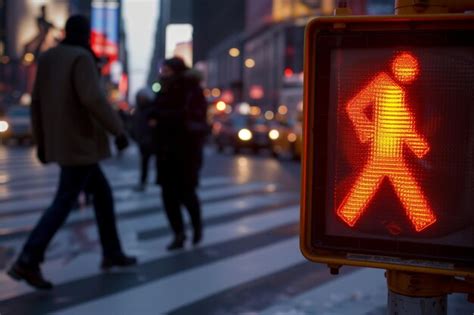 Premium Photo Pedestrian Crossing With People And Changing Walk Signal