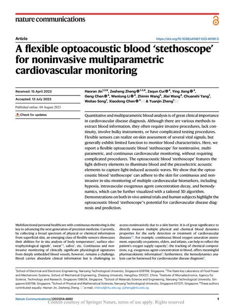 Pdf A Flexible Optoacoustic Blood ‘stethoscope For Noninvasive