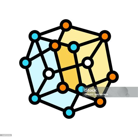 Model Struktur Molekul Ilustrasi Vektor Ikon Warna Ilustrasi Stok