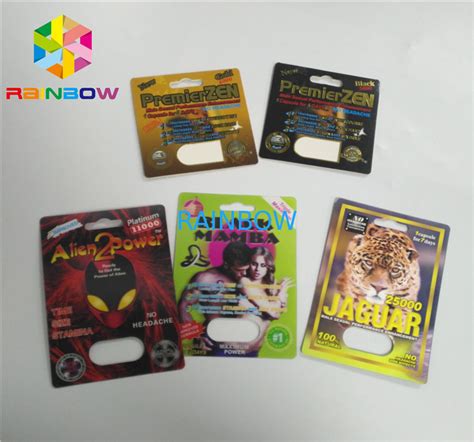 Custom Blister Card Packaging Alien Powder Rhino 3d Paper Pills Capsule