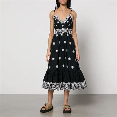 Sea New York Greir Gathered Poplin Midi Dress Us 2uk 6 Coggles