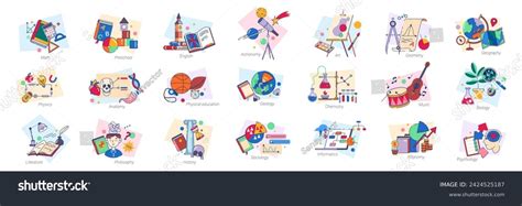 Disciplines Subjects School Lessons Classes Math Stock Vector Royalty Free 2424525187