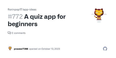 A Quiz App For Beginners · Issue 772 · Florinpop17app Ideas · Github