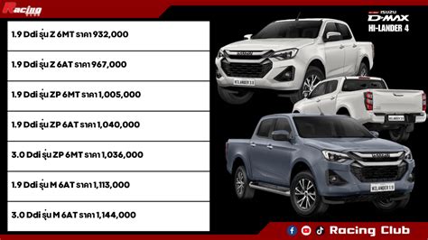 Isuzu D Max 2024 ราคา ล่าสุด รีวิวสเปคและตารางผ่อน ดาวน์ Racing Club