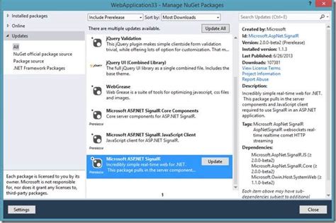 Use Signalr Sample Nuget Package In Vs2013 Preview Mvc 5 Project Net