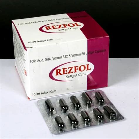 Rezfol Folic Acid Dha Vitamin B12 And Vitamin B6 Softgel Capsules