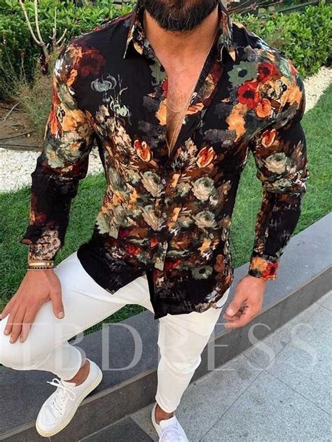 Pin By AkhilkumarJogu On Chinese Florals Patterns Floral Long Sleeve Shirt Mens Outfits Mens