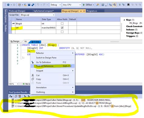 Find All References For Db Objects Using A Sql Server Database Project