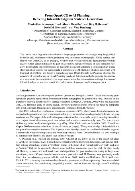 Pdf From Openccg To Ai Planning Detecting Infeasible Edges In