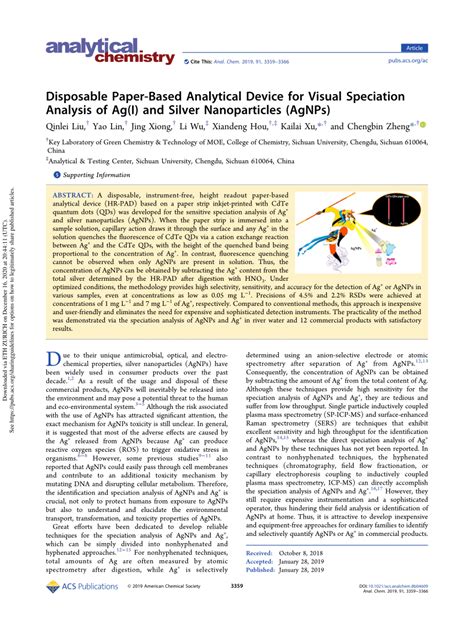 Pdf Disposable Paper Based Analytical Device For Visual Speciation