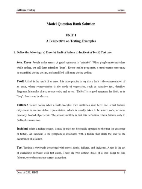 Cse Viii Software Testing 10cs842 Solution Pdf Software Testing