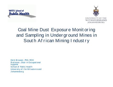 Pdf Coal Mine Dust Exposure Monitoring And Sampling In Underground