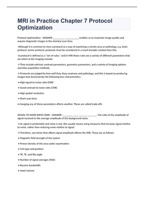 Mri In Practice Chapter 7 Protocol Optimization Mri I Stuvia Us