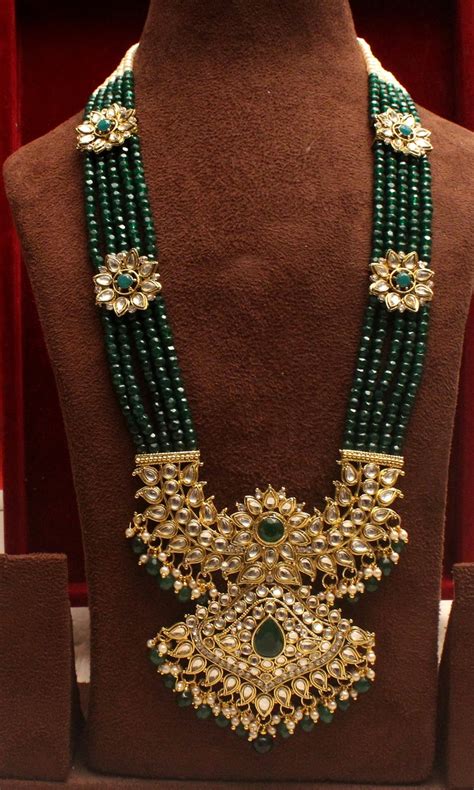 Rani Haar Kundan Long Necklace Setgold Maroon Green Indian Etsy