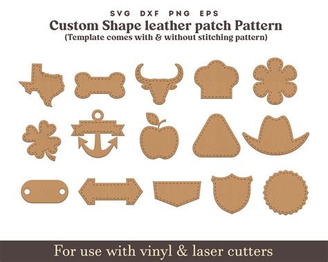 Leather Patch Svg Leather Hat Patch Template Custom Shape Hat Patch Shape Svg With Sewing