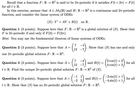 Solved System Of Odes Of First Order Question
