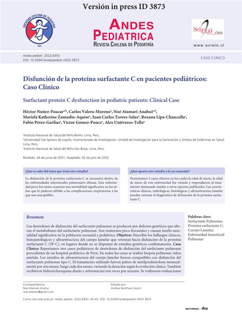 Pdf Surfactant Protein C Dysfunction In Pediatric Patients Clinical Case