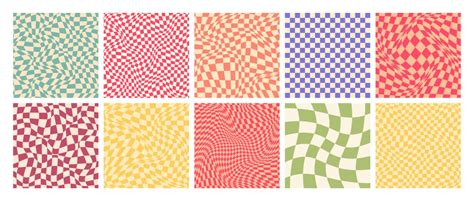 groovy checkered pattern colorful distorted tiled vector image