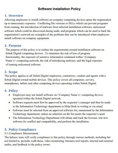 FREE 10 IT And Software Policy Samples In PDF MS Word Pages