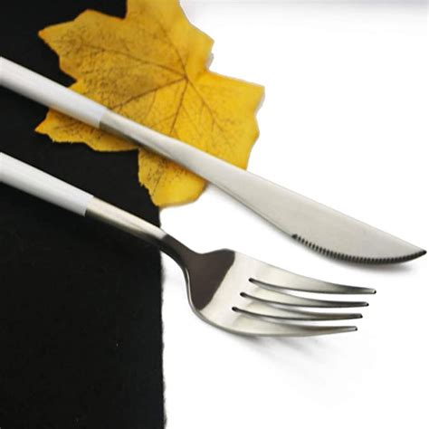 18 10 White Handle Flatware Silver Silverware Set 304 Stainless Steel