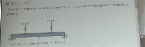 Solved Find The Reactive Forces At Pin A And Roller B ﻿also