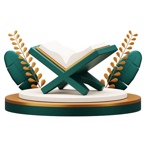 3d Render Of Holy Quran On Podium Display Suitable For Ramadan Mubarak