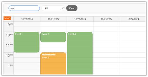 Event Filtering Event Calendar Daypilot Documentation Scheduling