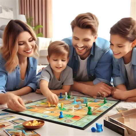 Familia Feliz Jugando Juegos De Mesa En Casa Foto Premium
