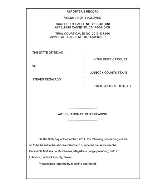 Lubbock Report Transcript 1 Reporters Record Volume 4 Of 4 Volumes