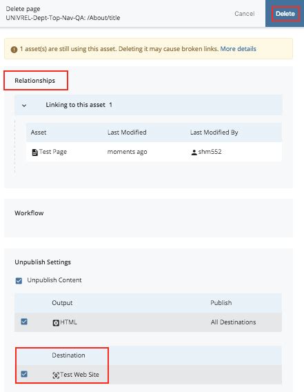 Delete Pages And Files Cascade Help Northwestern University