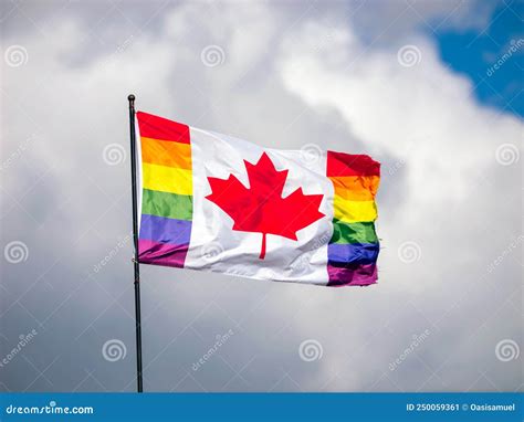 A Mix Of A Canadian Flag With Lgbt Flag Stock Image Image Of Object