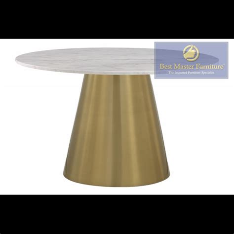 Faux Marble Top With Gold Plated Round Dining Table J024