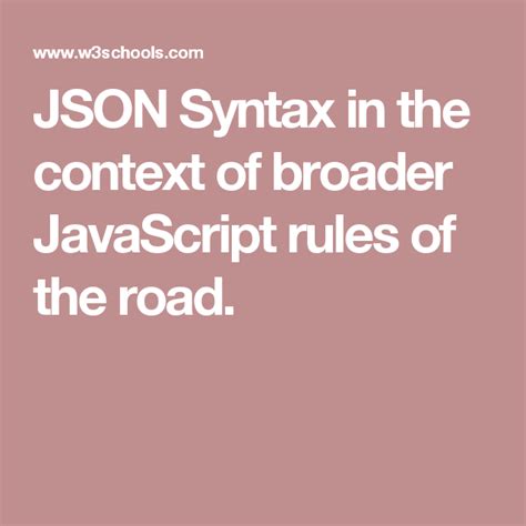 Json Syntax In The Context Of Broader Javascript Rules Of The Road