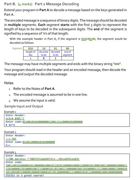 Part B Marks Part Message Decoding Extend Your Chegg