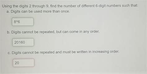 Solved Using The Digits 2 Through 9 Find The Number Of