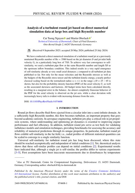 Pdf Analysis Of A Turbulent Round Jet Based On Direct Numerical Simulation Data At Large Box