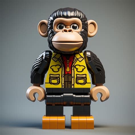 Premium Photo Realistic Lego Monkey Figure With Charming Cargopunk