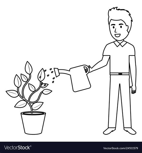 Watering Plants Drawing