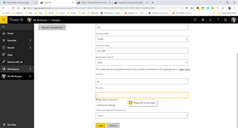 enterprise gateway cant configure odbc data source microsoft fabric