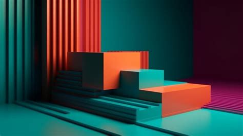 Premium Ai Image 3d Background With Colorful Rectangles