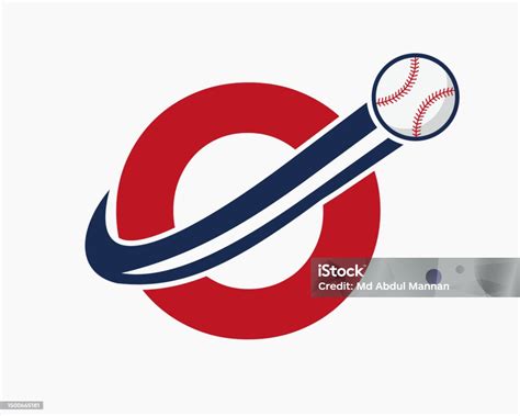 초기 편지 O 야구 로고 개념 움직이는 야구 아이콘 벡터 템플릿 Championship에 대한 스톡 벡터 아트 및 기타 이미지