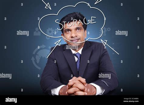 Man Thinking Cloud Storage Concept Stock Photo Alamy