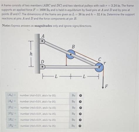Solved A Frame Consists Of Two Members Abc And Dc And Two Chegg
