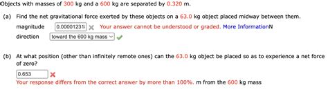Solved Bjects With Masses Of 300 Kg And A 600 Kg Are Chegg