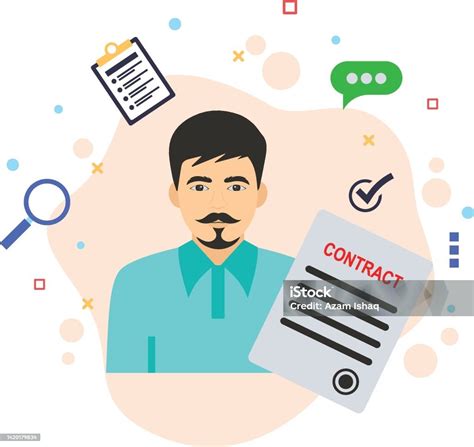 계약 서류 개념 Hrm 기호 약속 편지 벡터 색상 아이콘 디자인 직원 계약서 기호 비즈니스 캐릭터 스톡 일러스트레이션을 가진 선정된 후보자 Mandate에 대한 스톡 벡터