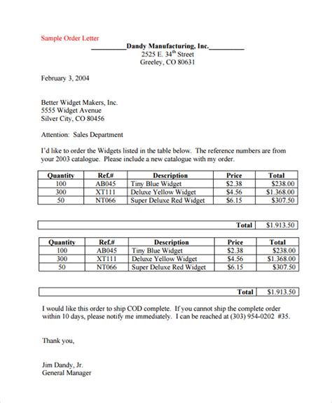 FREE 28 Sample Order Letter Templates In PDF Word Pages Google Docs