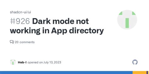 Dark Mode Not Working In App Directory Issue 926 Shadcn Ui Ui GitHub